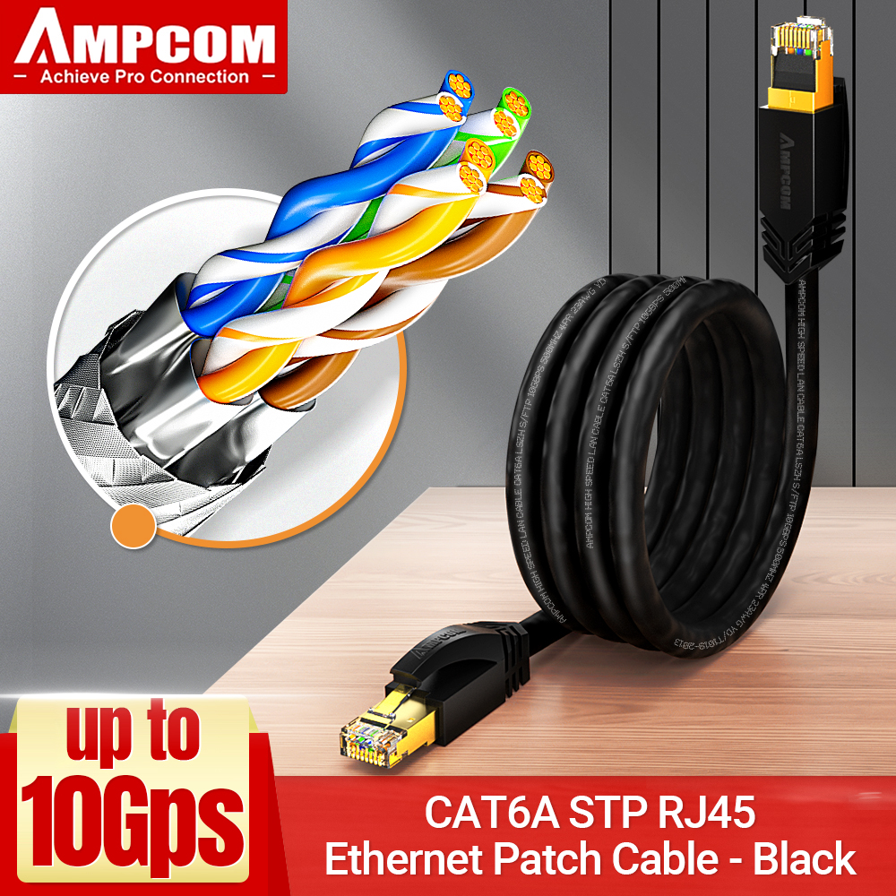 AMPCOM CAT6A STP Network Cable for Ultra-Fast Network Performance ...