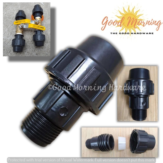 1PCS PE Male Adaptor PE Black Connector (1/2", 3/4" & 1") PE Quick ...