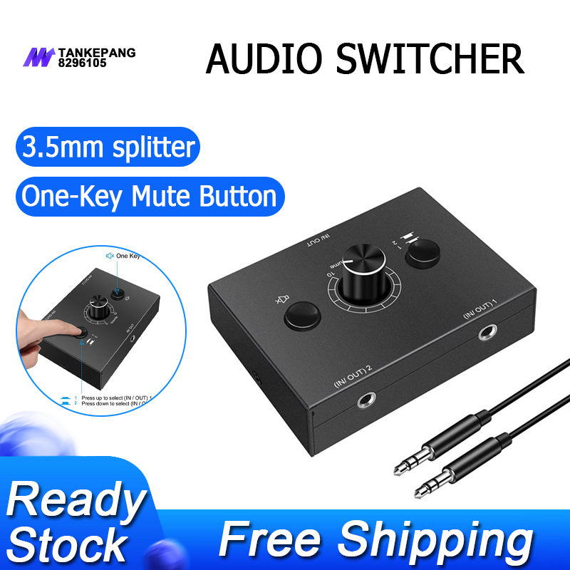 3.5mm Audio Switcher, 2 Input 1 Output/1 Input 2 Output Audio Splitter Switcher, Audio Switcher ...
