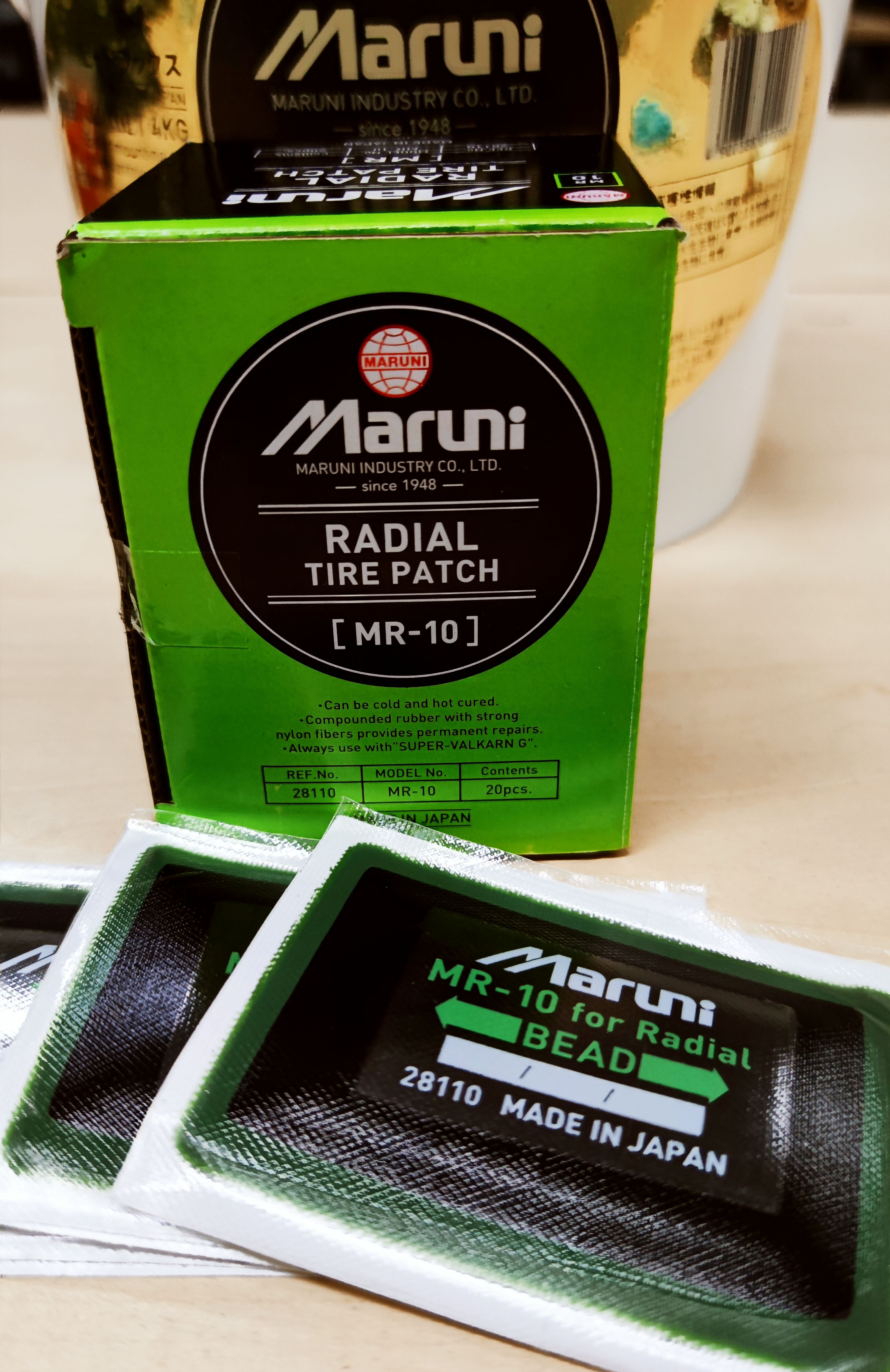 Maruni Japan Vulcanizing Tire Patch MR-10 for SUV and Heavy Trucks ([Radial] [56 x 77mm]) 20pcs ...