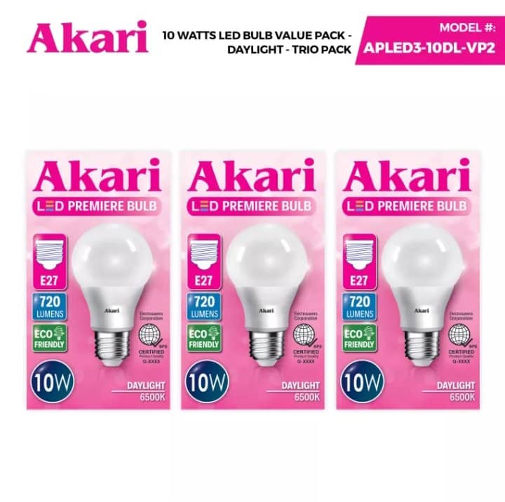 Akari 10 Watts LED Bulb Value Pack - Daylight (APLED3-10DL-VP2) TRIO ...