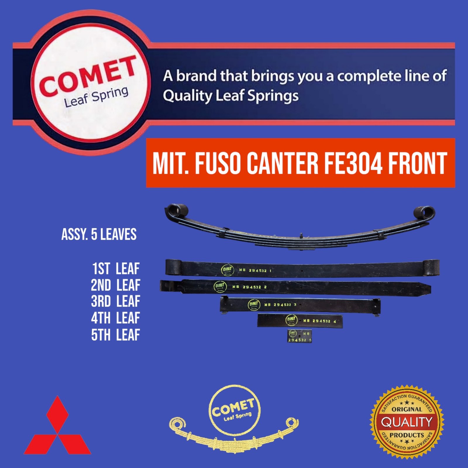 Leaf Spring for Mitsubishi Fuso Canter FE304 Front 5 Leaves (Molye ...