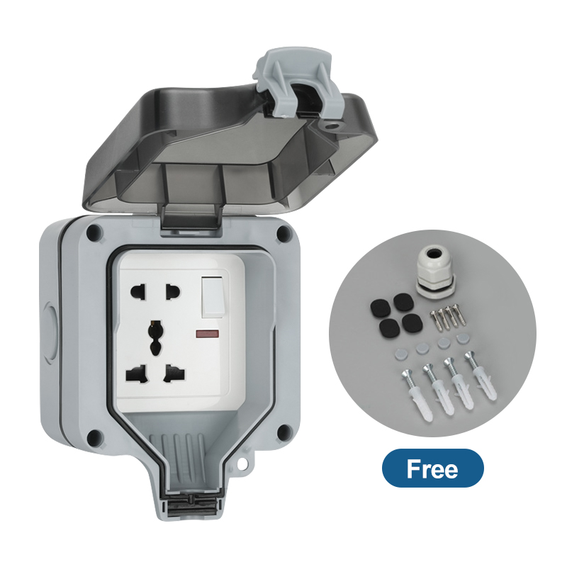 IP66 Weatherproof Waterproof Outdoor Wall Socket 13A Double Universal ...