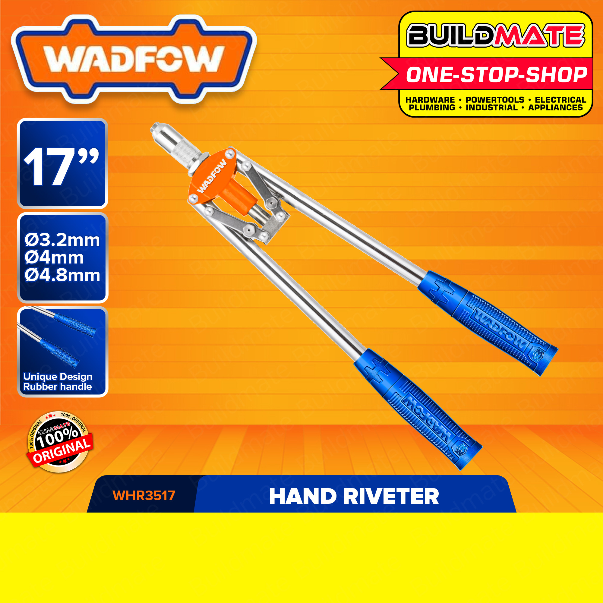 WADFOW Hand Riveter 420mm 17" Inches With Unique Design Rubber Heavy ...
