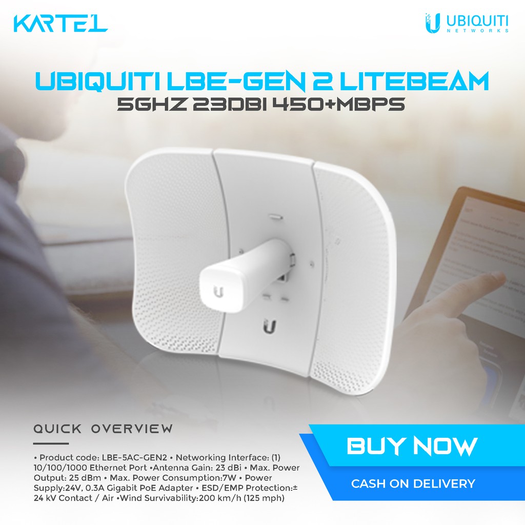 Ubiquiti LiteBeam LBE 5AC Gen 2 Point-to-Point Wireless Bridge 5GHz ...