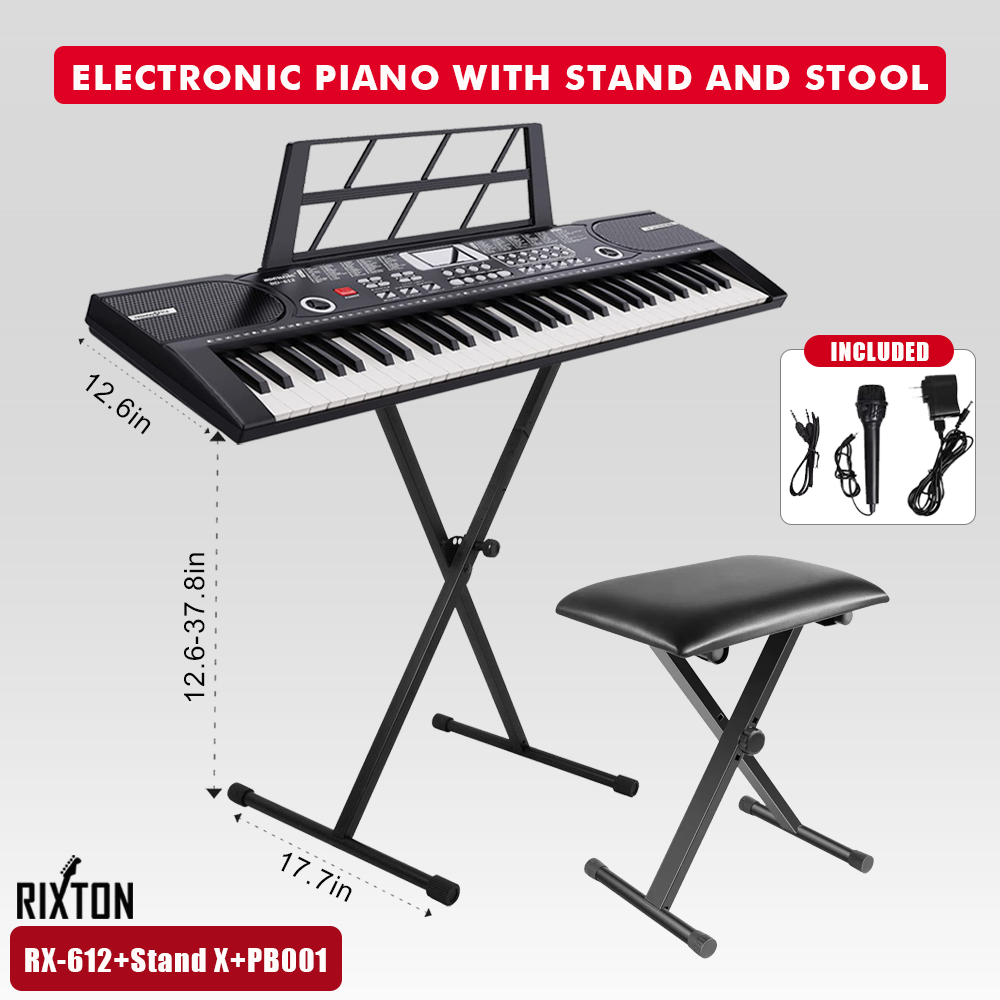 RIXTON 61 Keys Digital Electric Piano Keyboard Portable Electronic ...
