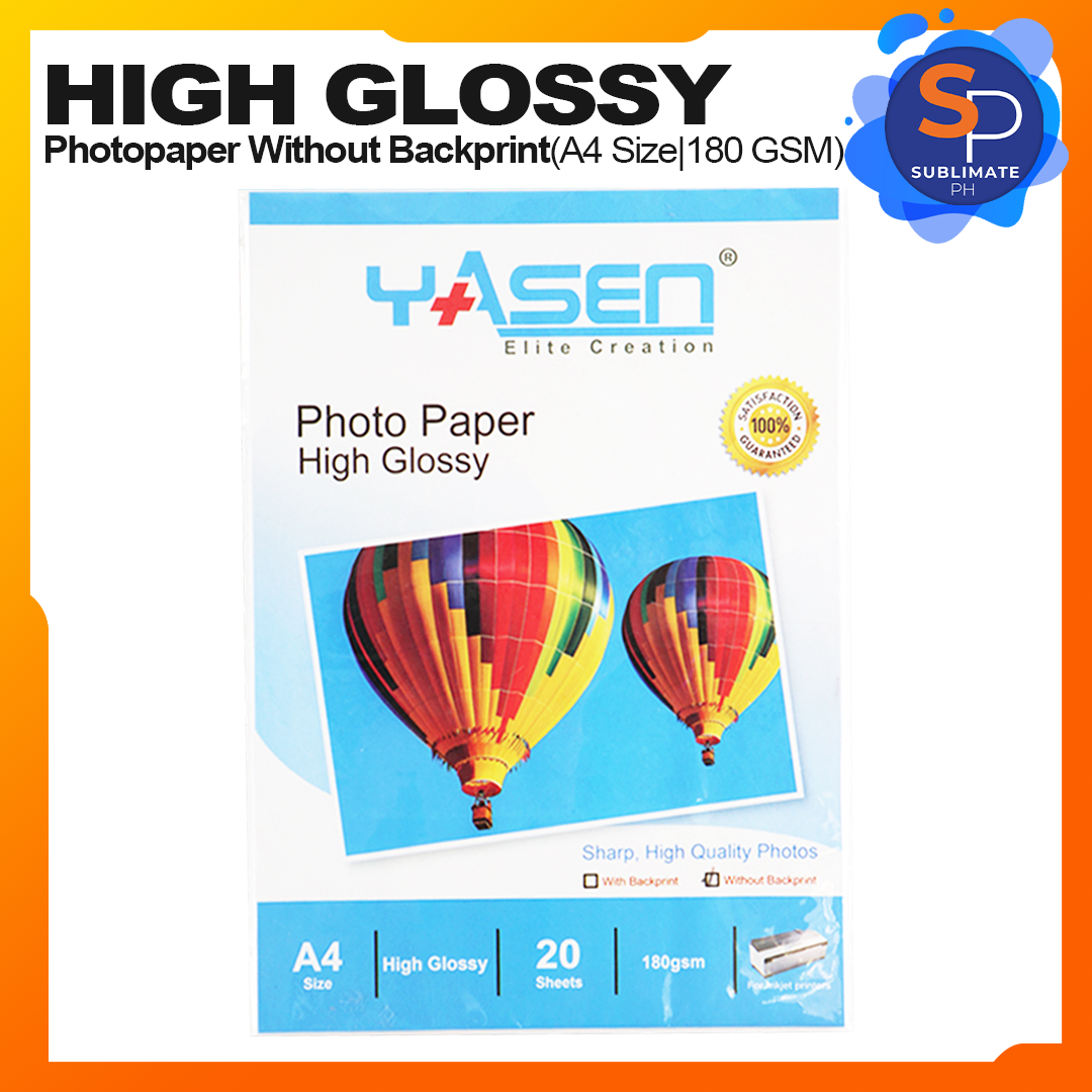 Yasen High Quality A4 Size High Glossy Photo Paper 180gsm with and ...