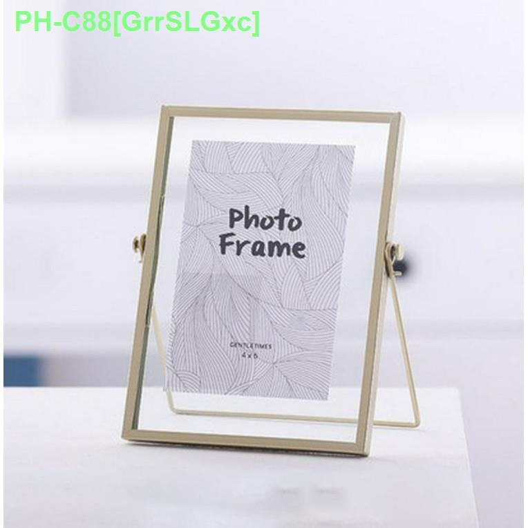 Gold Metal and Glass Photo Frame Folding Wire Desktop Picture Brass ...