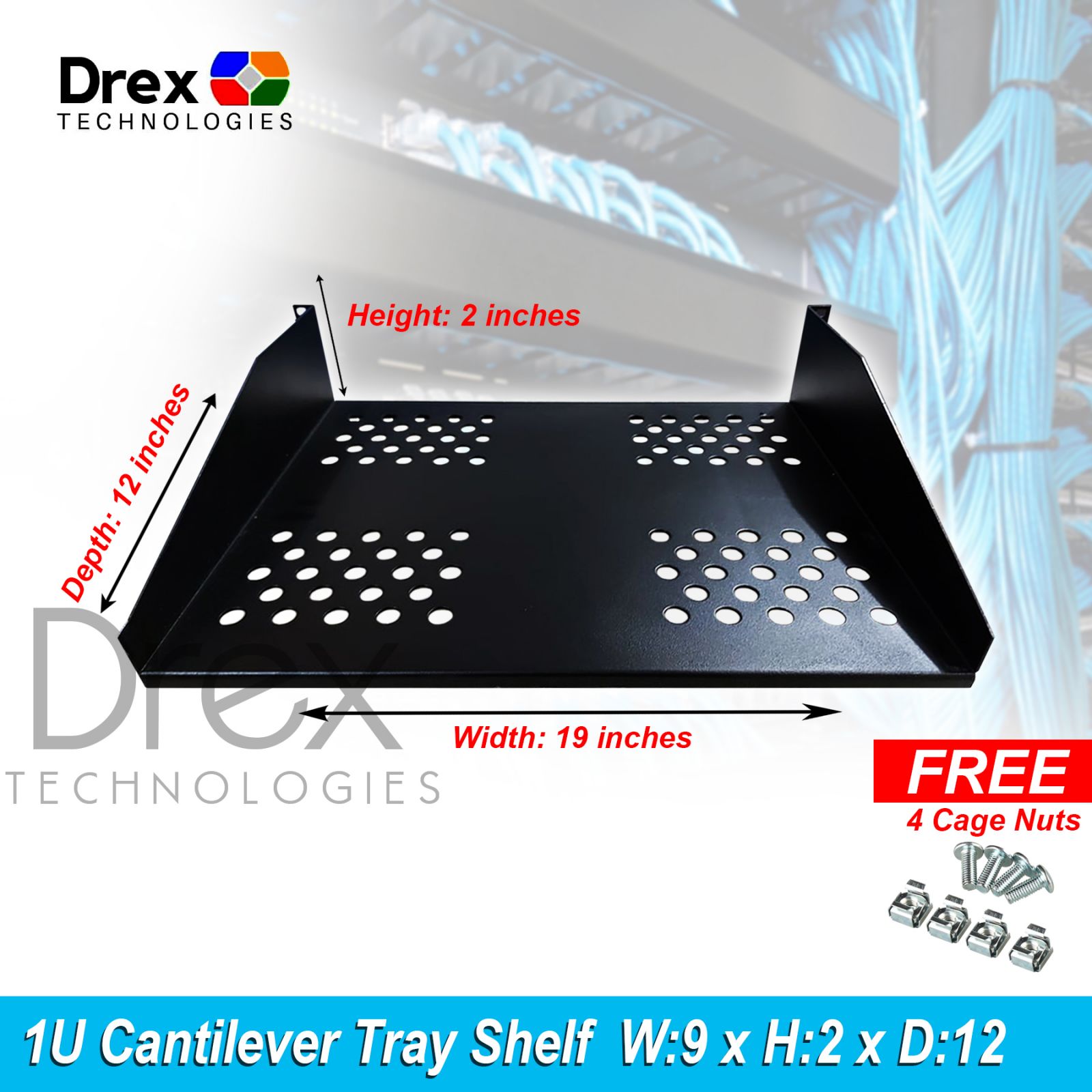 1U Cantilever Tray Shelf Heavy Duty Standard Size 1U height x 19" width ...