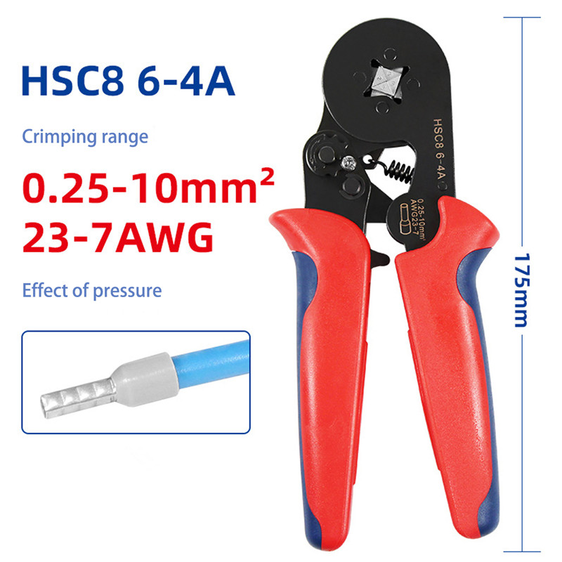Ferrules Crimper Tool HSC8 6-4A Crimper 0.25-10mm AWG23-7 Wire Stripper ...