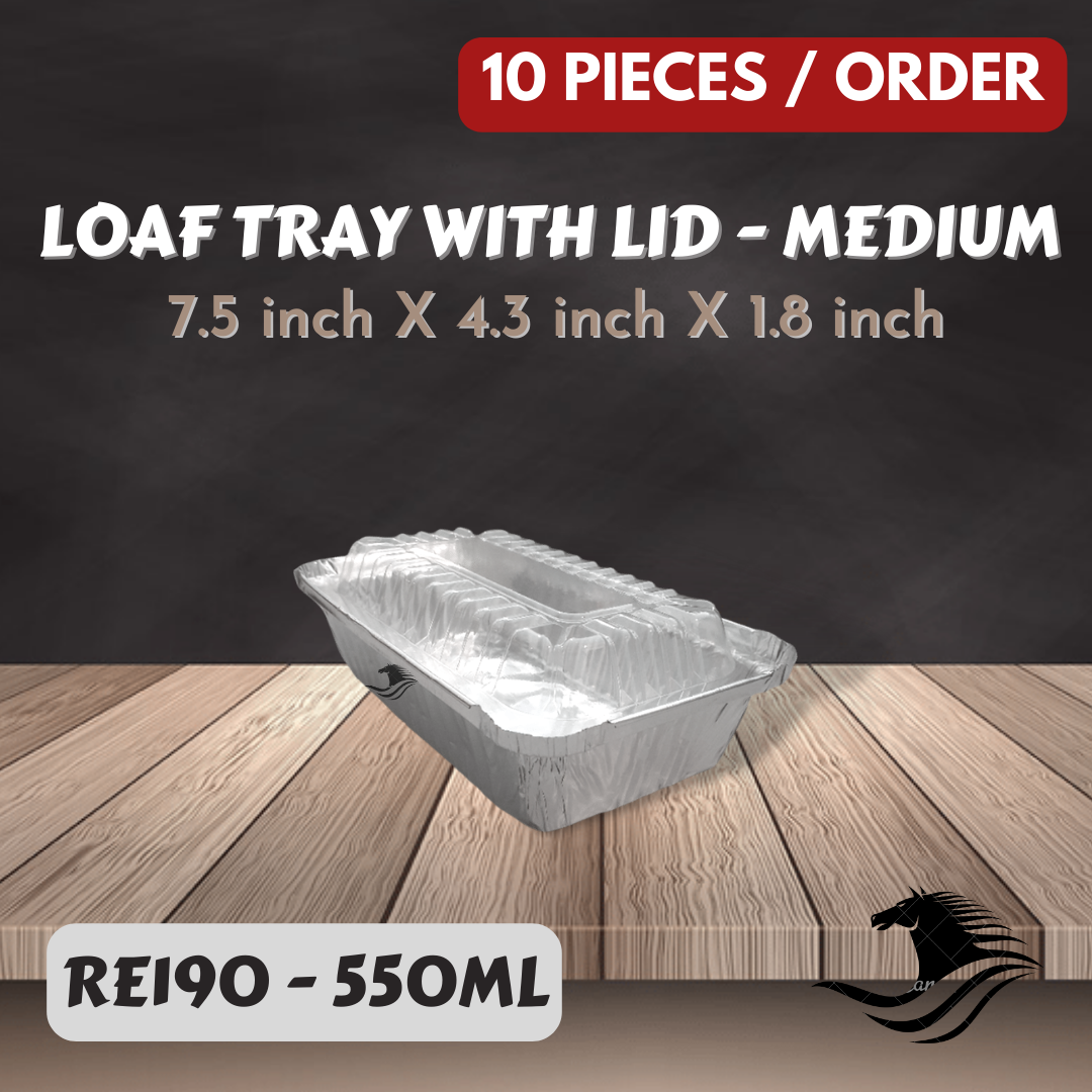 [ 10 Pieces ] Aluminum Foil Tray With Plastic Lid RE190 | RE205 | RE216 ...