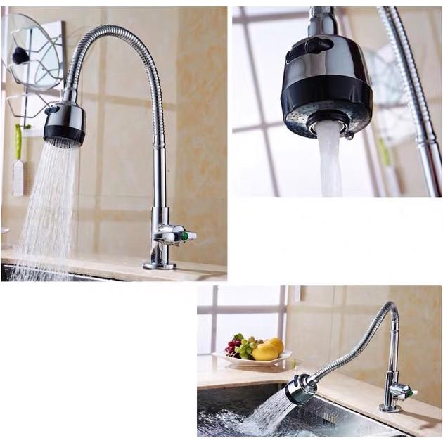 Stainless Steel 360° Flexible Faucet with Sprayer Single Cold Kitchen ...