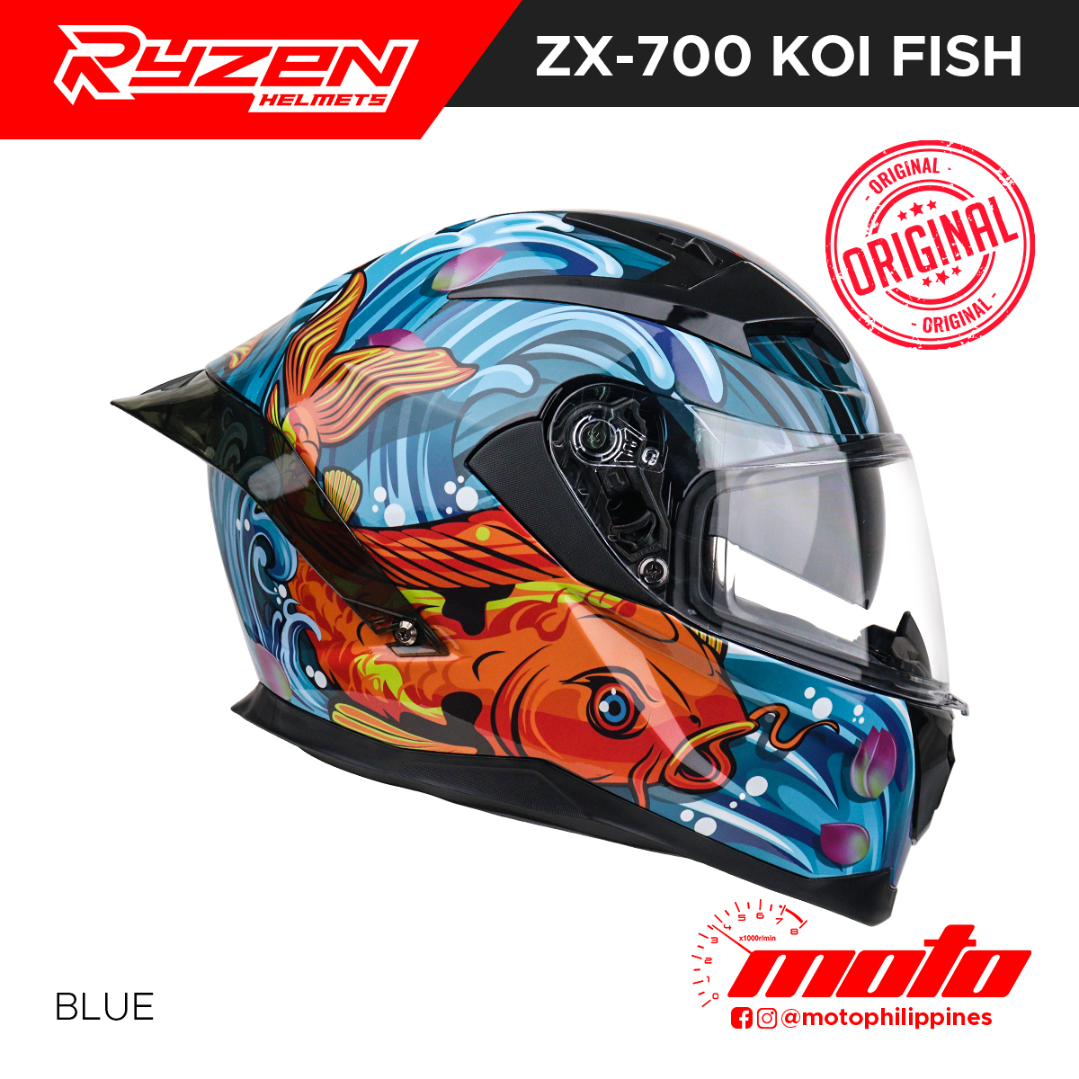 Moto RYZEN ZX700 Koi Fish Helmets Dual Visor | Lazada PH