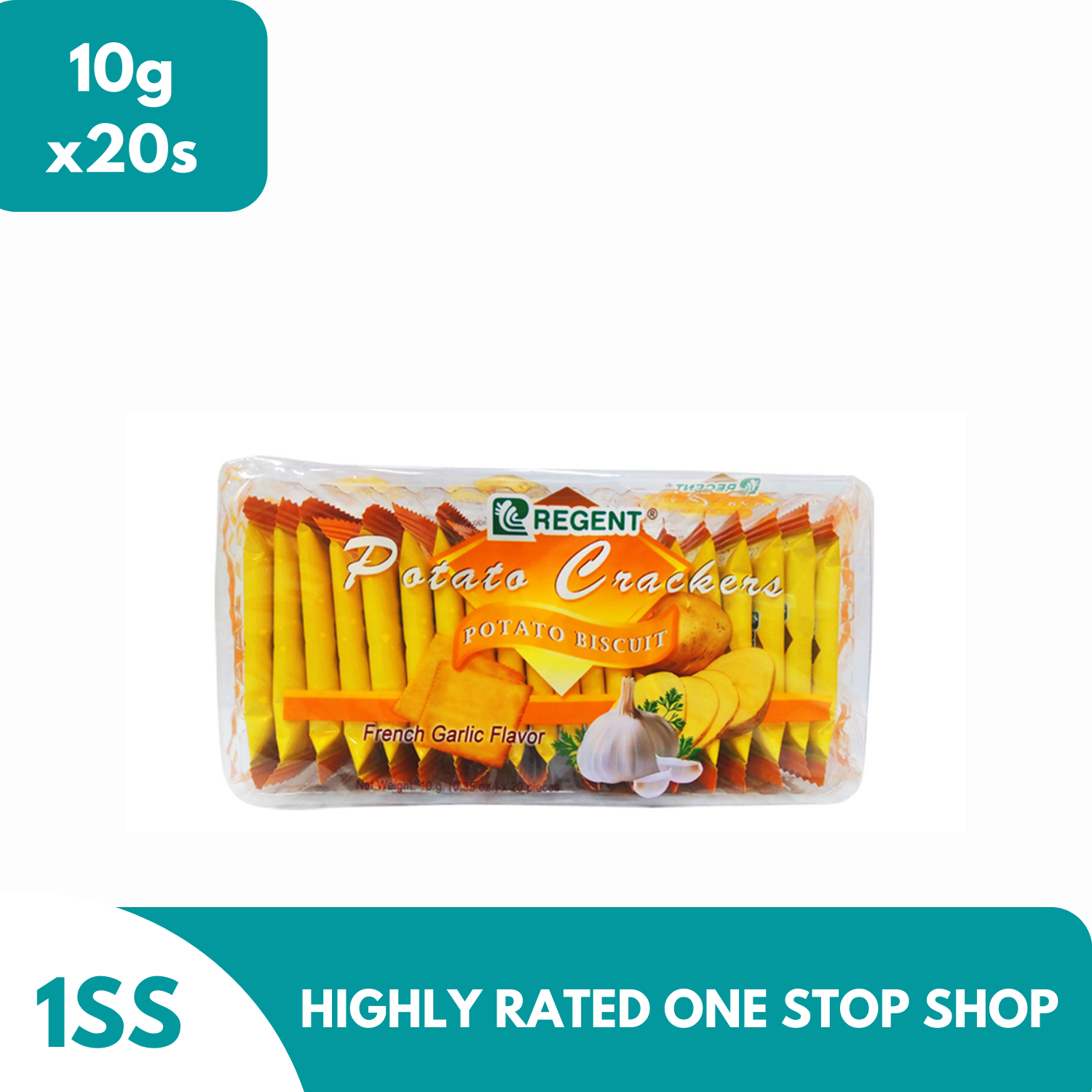 Regent Potato Crackers Biscuit French Garlic Flavor 10g x20s | Lazada PH