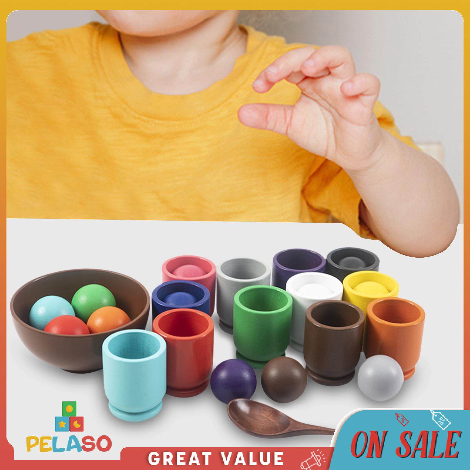 Pelaso Rainbow Counting Ball Montessori Toy Sorter Game Sensory Toys ...