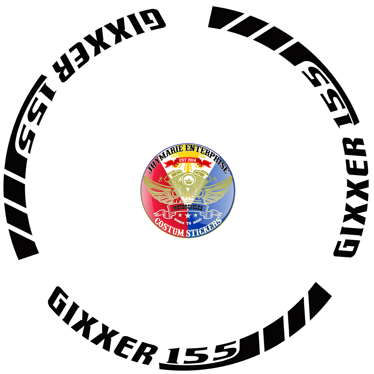 SUZUKI GIXXER 155 MAGS STICKER set for 2 wheels both sides front and ...