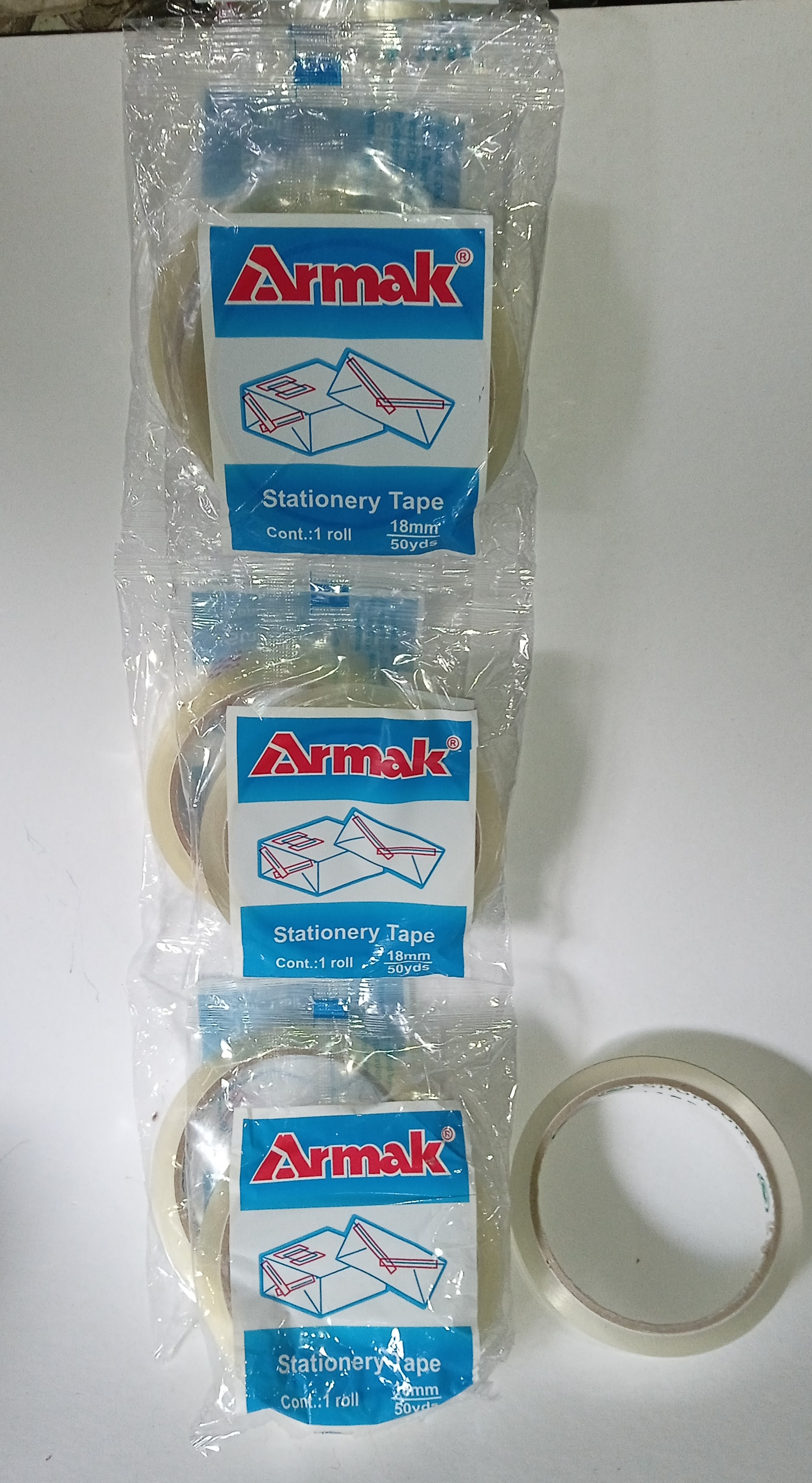 ARMAK STATIONERY TAPE TRANSPARENT CONT,1ROLL 18MM X 50YDS/FOR TAPE ...