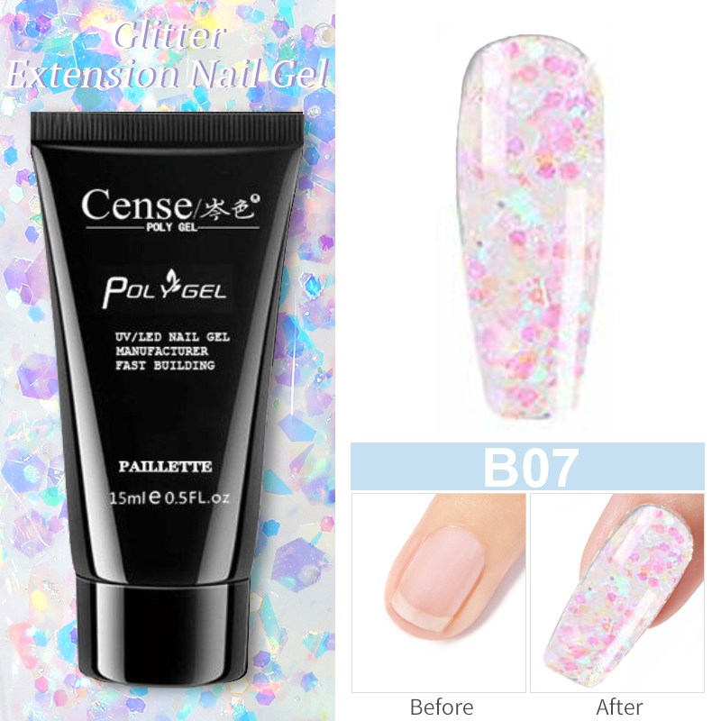 JN Brand 15ml Nail Extension Gel Glitter Acrylic Gel Finger Extension ...