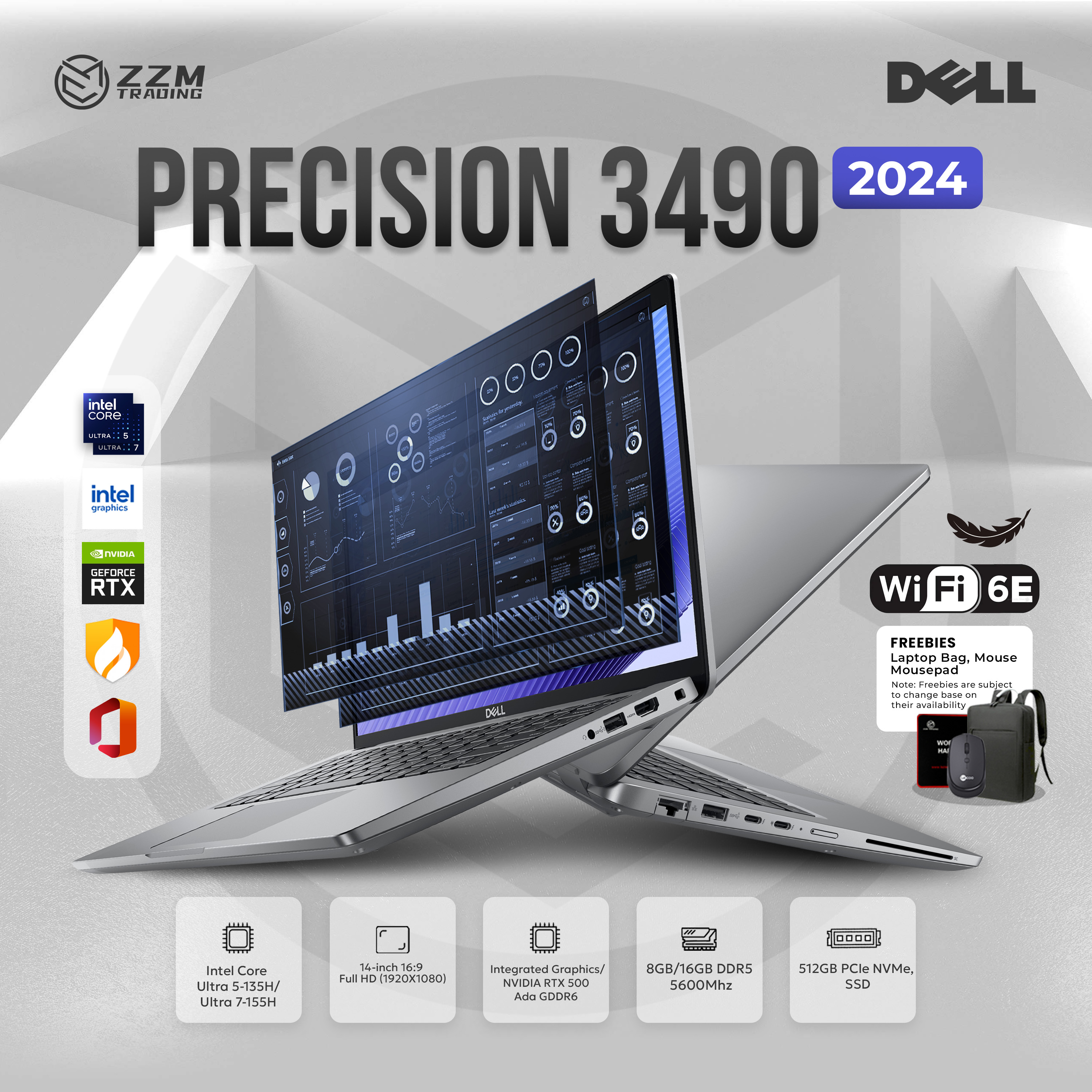 PRE-ORDER Dell Precision 3490 2024 14" 16:9 FHD Ultra 5-135H/7-155H RTX ...