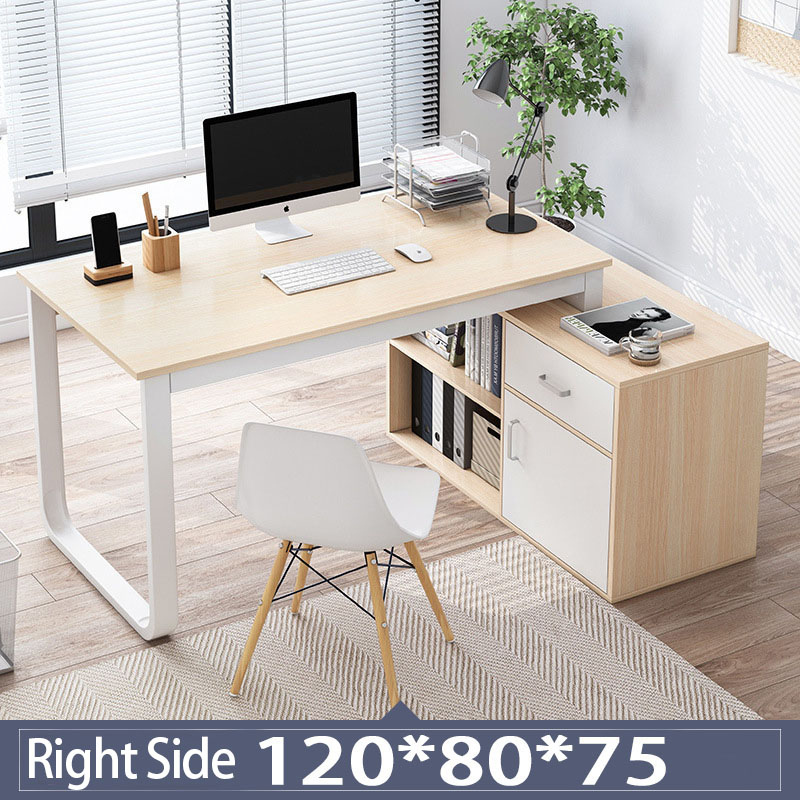 EURAKE Rotating Computer Table Corner Desk with Bookcase Home Corner ...