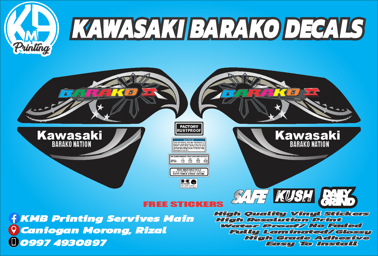 Kawasaki Barako Sticker Decals Thailook | Lazada PH