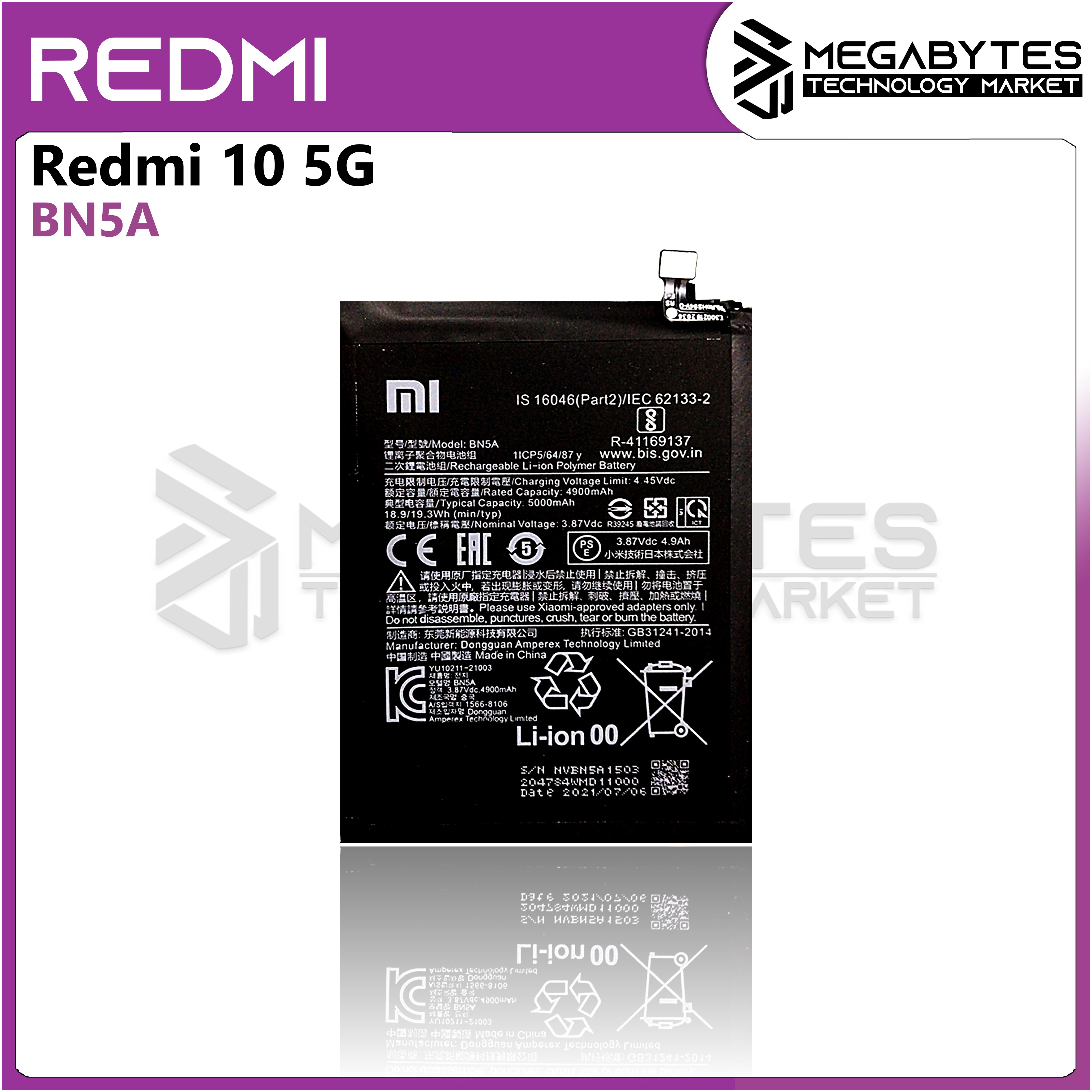 Original Battery for Redmi 10 5G BN5A 5000mAh Built-in Full Capacity ...