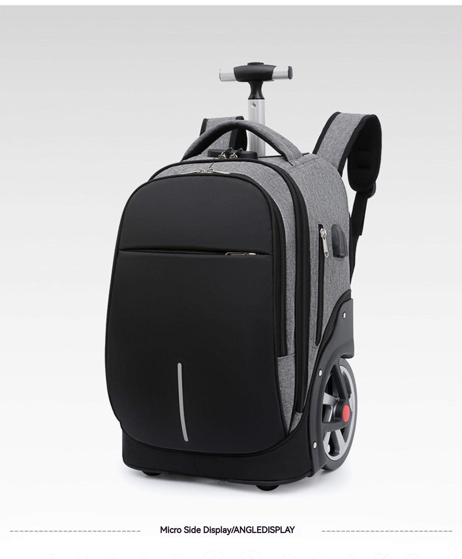 Universal Wheel Trolley Double-Shoulder School Bag Large Capacity Men's ...