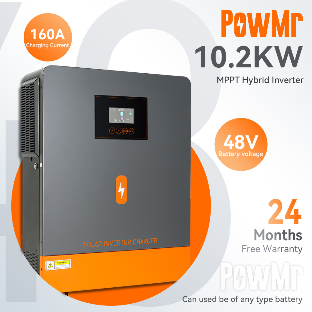 PowMr MPPT 10.2kw on-grid /off-grid hybrid inverter 48Vdc 230VAC PV Panel Input 500vdc Pure Sine ...
