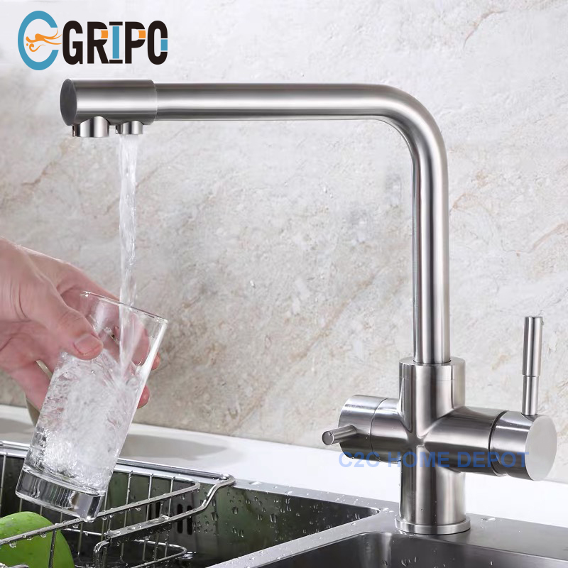 GRIPO High End 304 Stainless Steel Deluxe 3-Way Kitchen Faucet for ...
