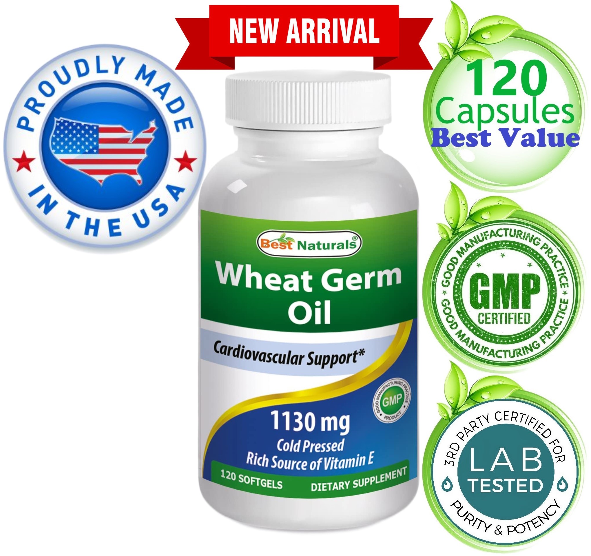 Wheat Germ Oil 120 Softgels 1130mg Super Extract Supports Immunity ...