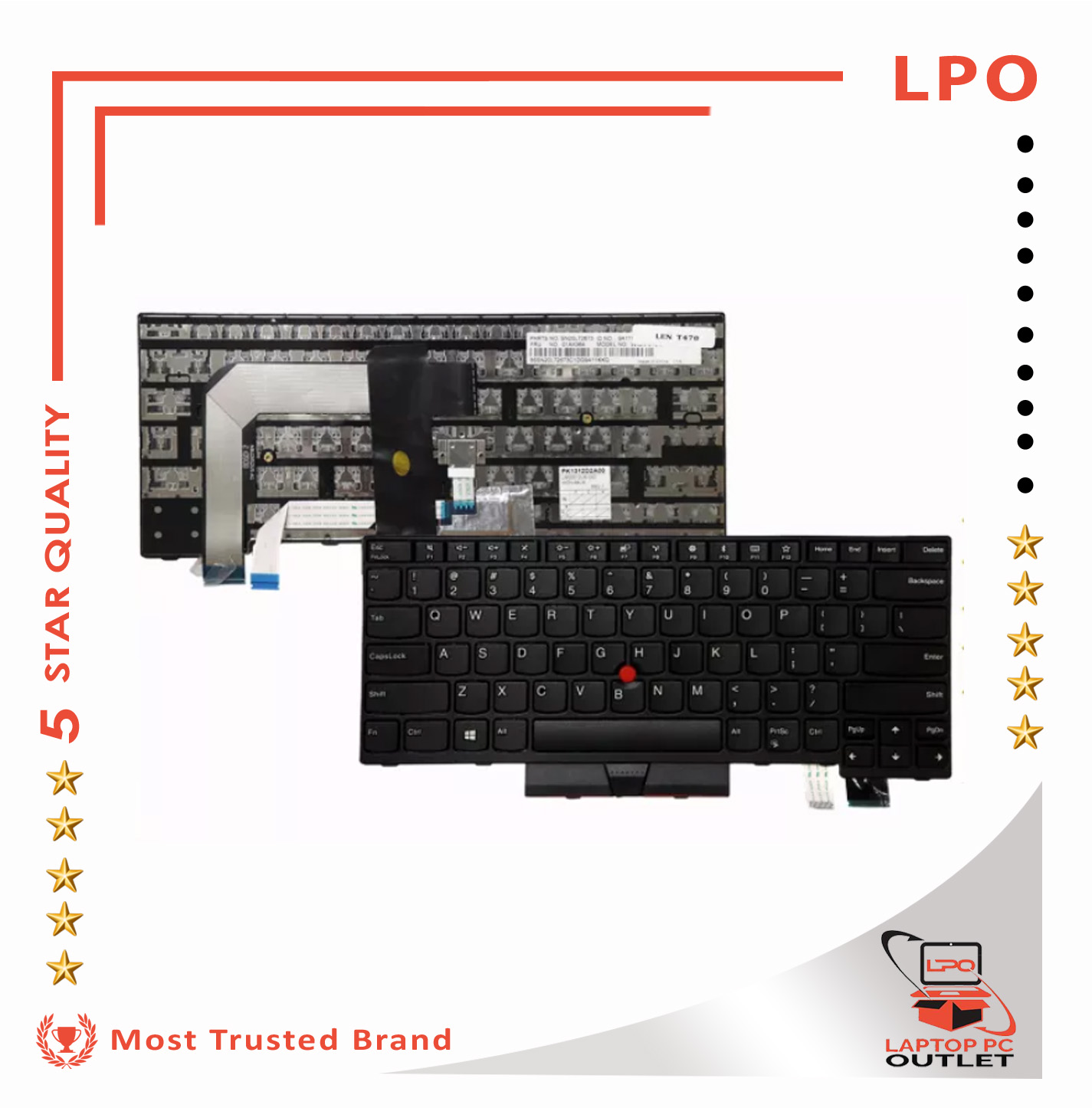 LPO Laptop Keyboard for Lenovo Thinkpad IBM T470 T480 Notebook US ...