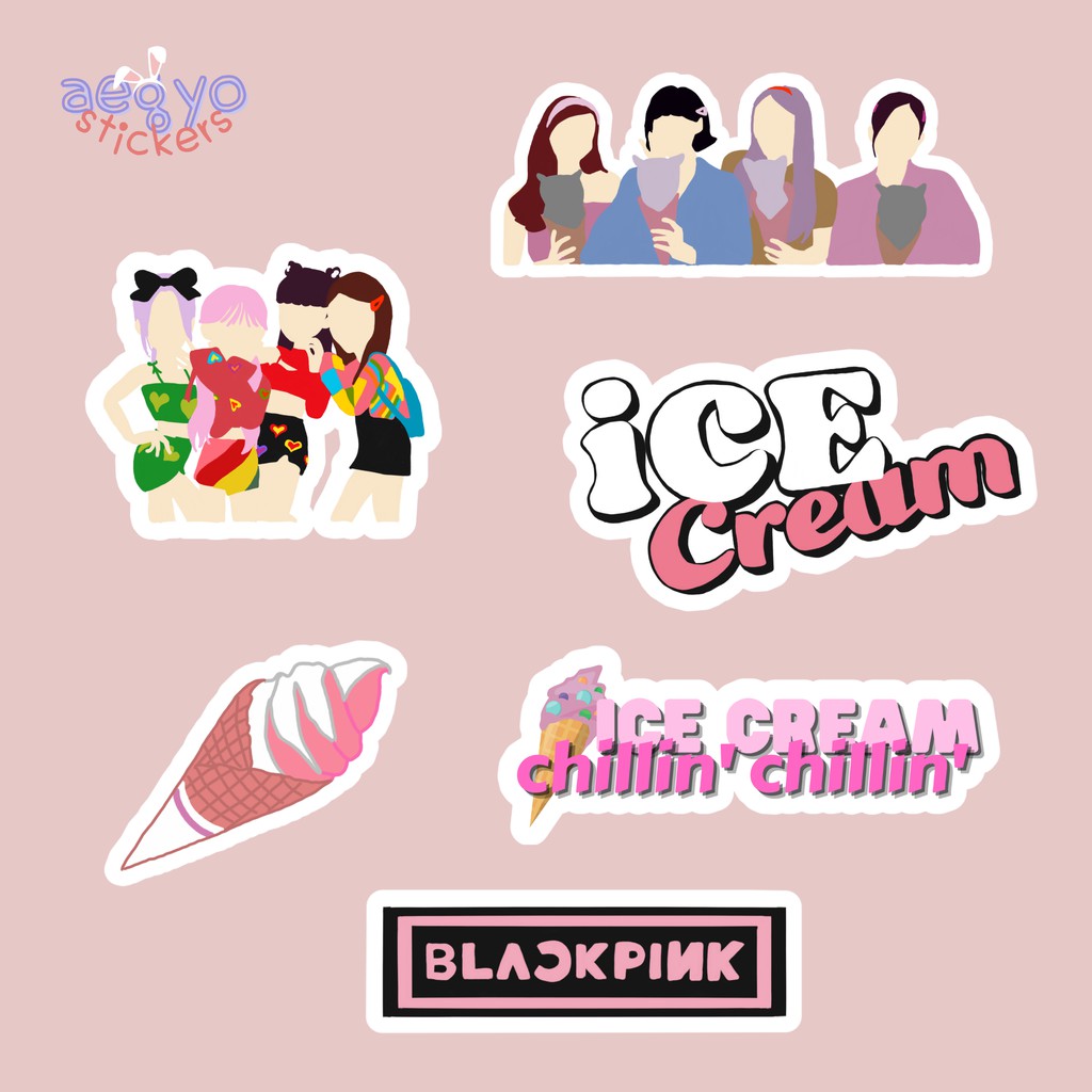 BLACKPINK "ICE CREAM" Sticker Set (K-pop waterproof matte vinyl ...