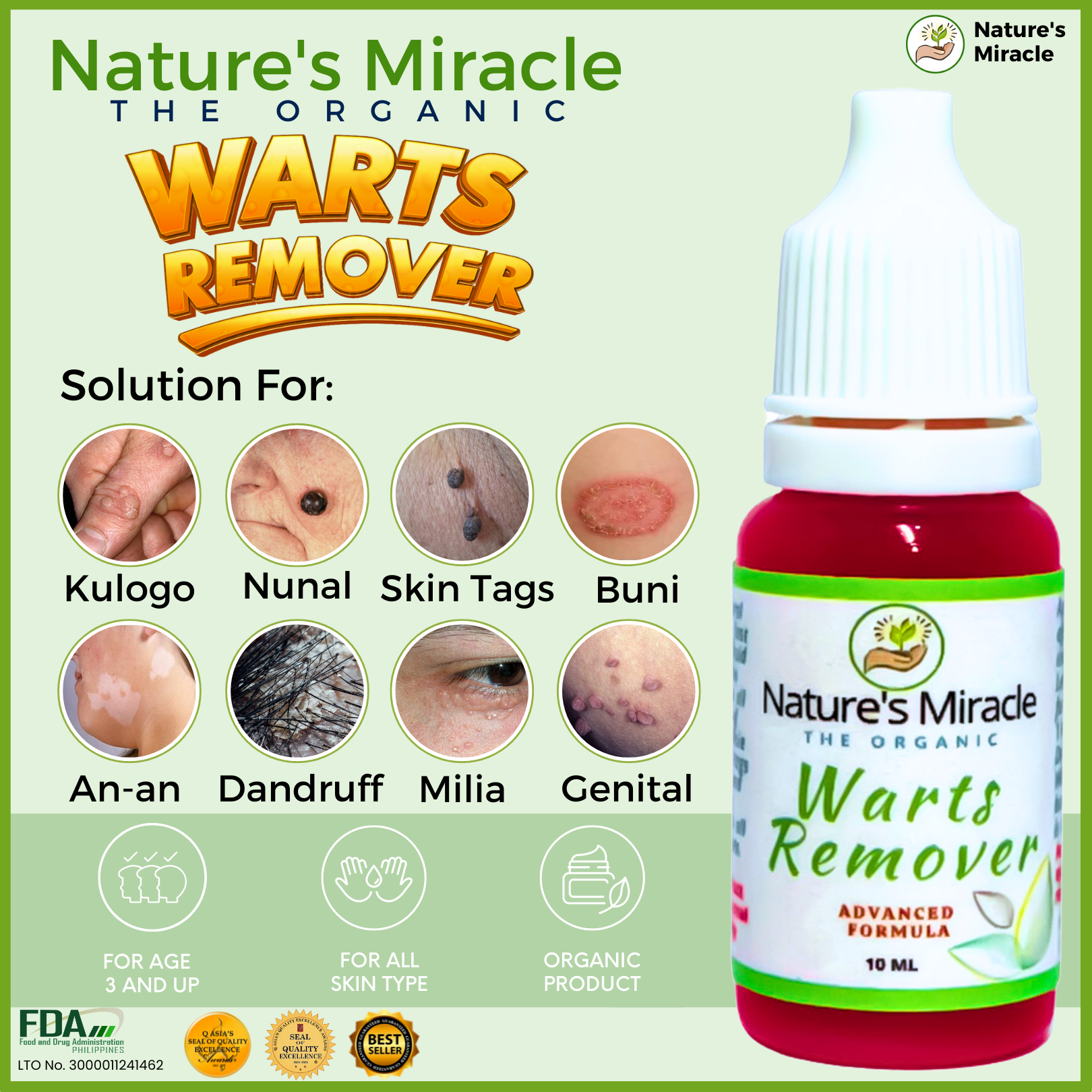 Natures Miracle Warts Remover Original Kasoy Oil Warts Remover Legit ...