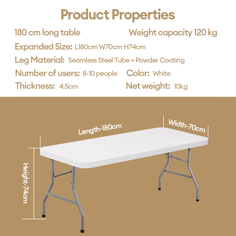 Folding Table 6FT Portable 180X70X74CM Aluminum Alloy Outdoor Dining Table | Lazada PH