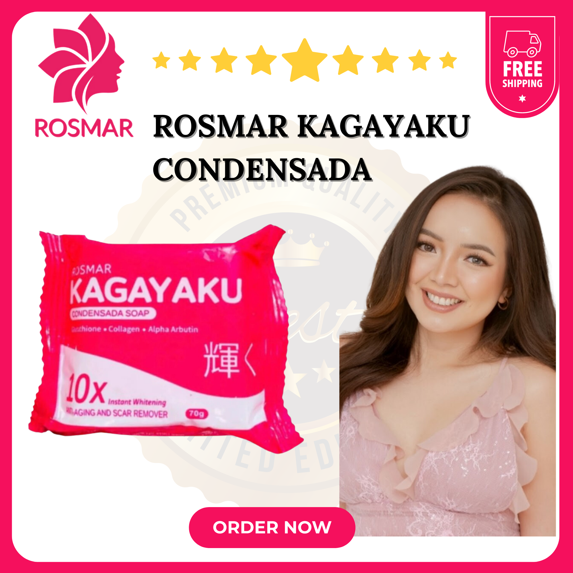 ROSMAR KAGAYAKU CONDENSADA SOAP MILK SCENT 70G 10X INSTANT WHITENING ANTI AGING AND SCAR REMOVER ...