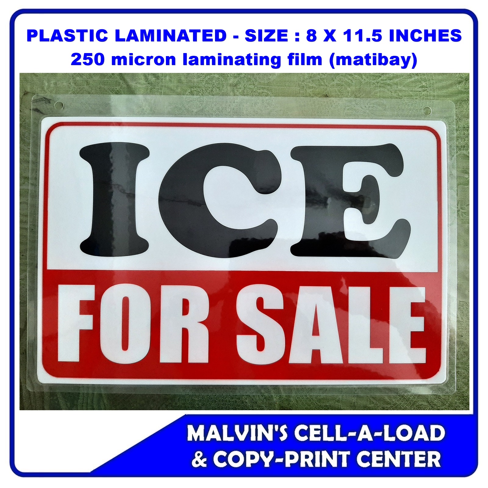 LAMINATED SIGNAGE - ICE FOR SALE - Size 8x11.5 inches | Lazada PH