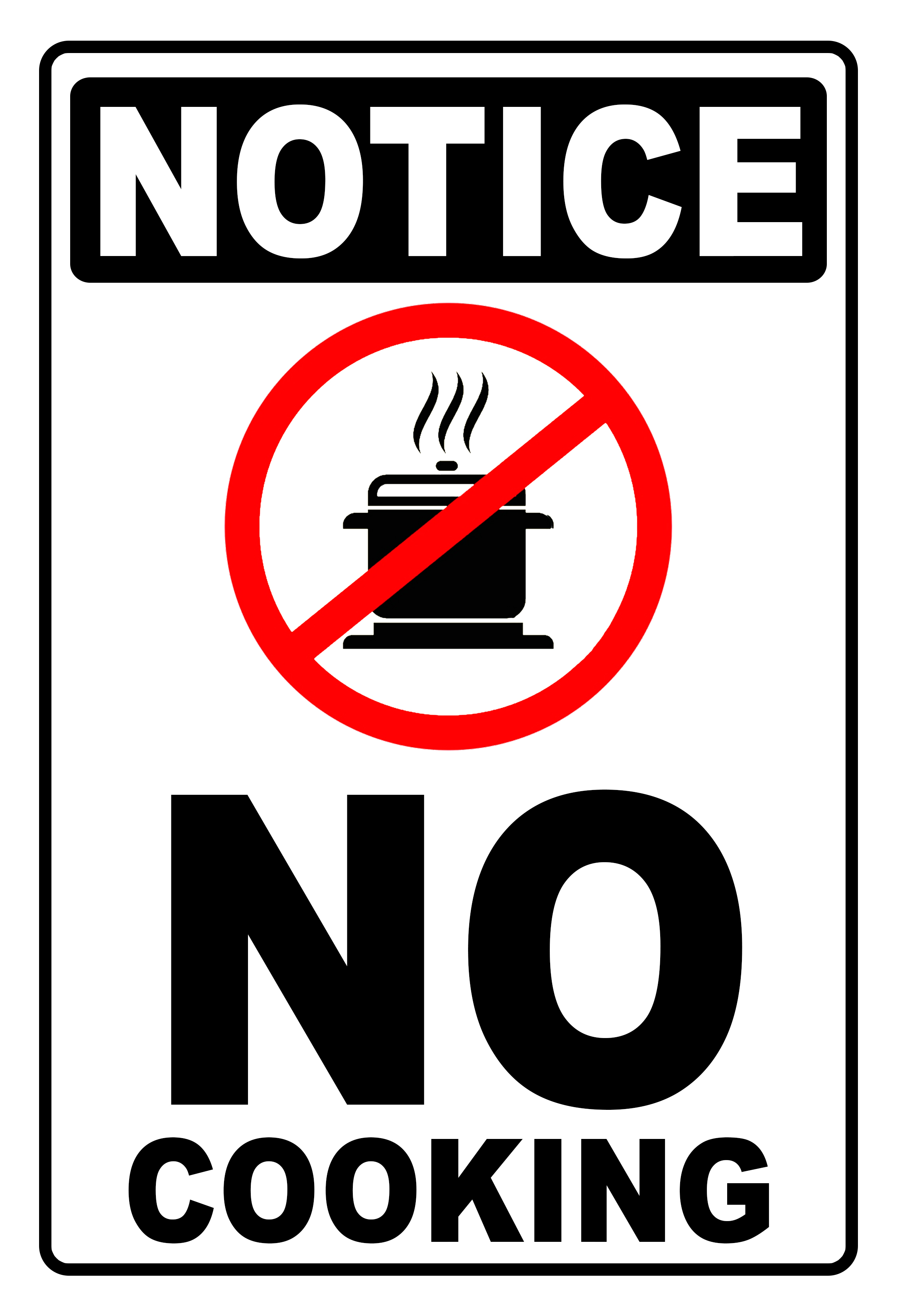 SIGNAGE STRICTLY NO COOKING VERSION 2 PVC TYPE WATERPROOF AND NON ...