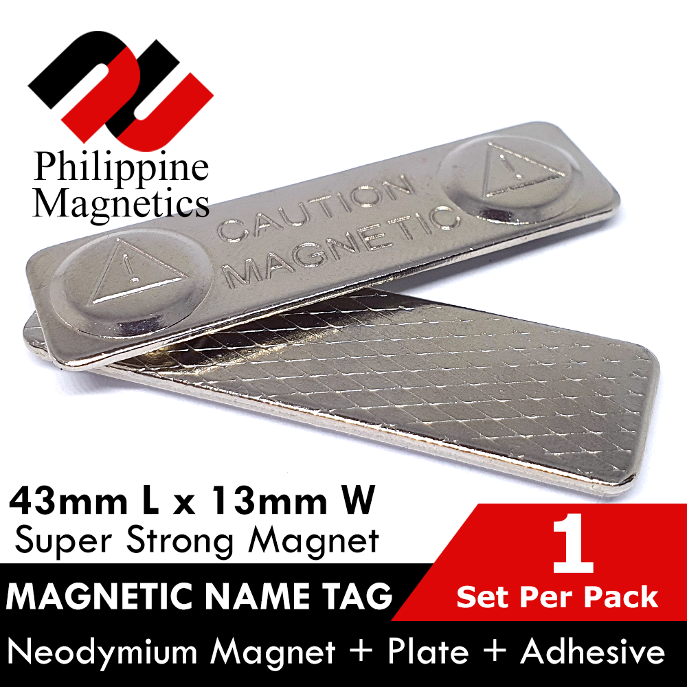 43mm L x 13mm W Magnetic Name Plate Badge Rectangular Magnetic ID tag ...