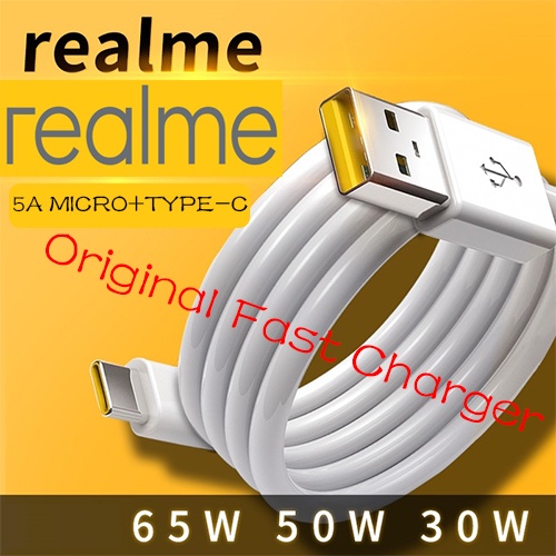Realme Charger Original Fast Charger 5A Micro Usb+Type-C Cable Android ...