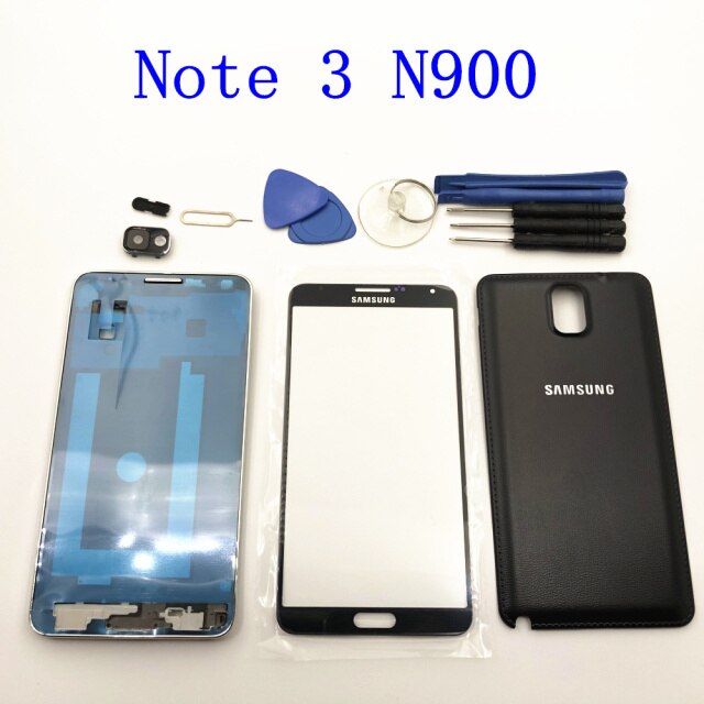 Note3เต็มรูปแบบสำหรับ Samsung Galaxy หมายเหตุ3 N900 N9005 N9006ด้านหน้ากรอบ LCD + ฝาครอบกระจก ...