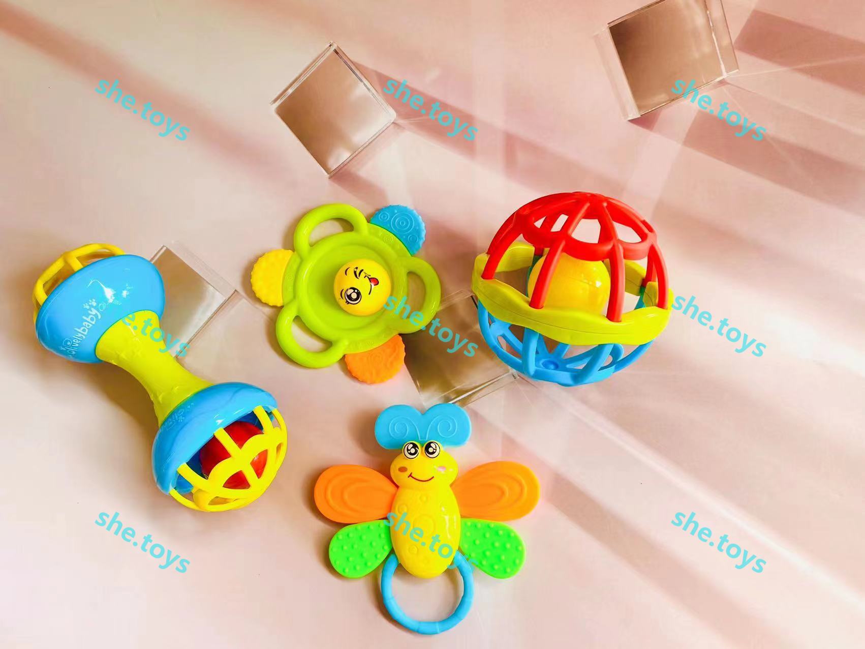 5 in 1 Baby Toy Developmental Silicone Teether Rattles Toys Set for ...
