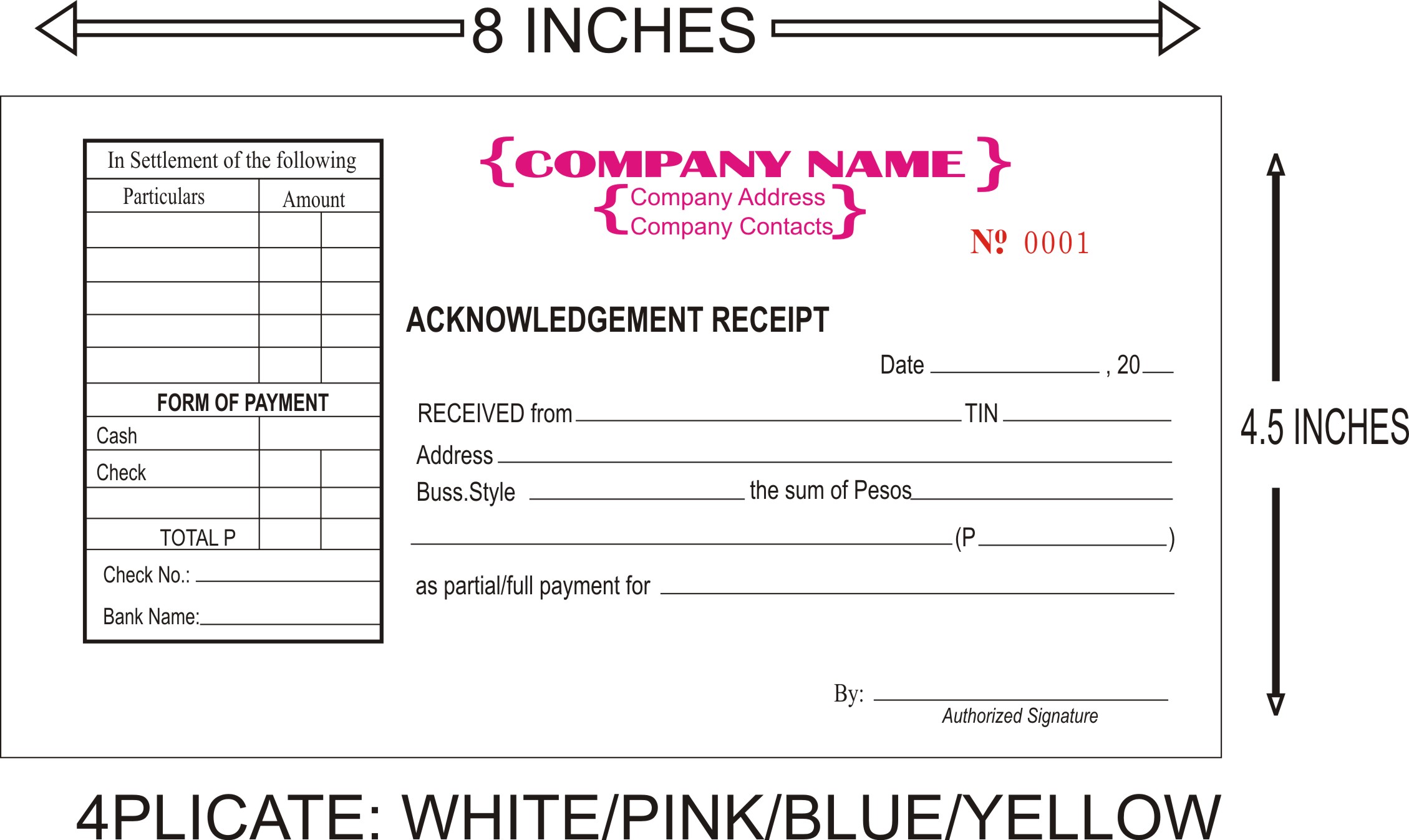 CUSTOMIZED ACKNOWLEDGEMENT RECEIPT CARBONIZED DUPLICATE 10 BOOKLETS ...