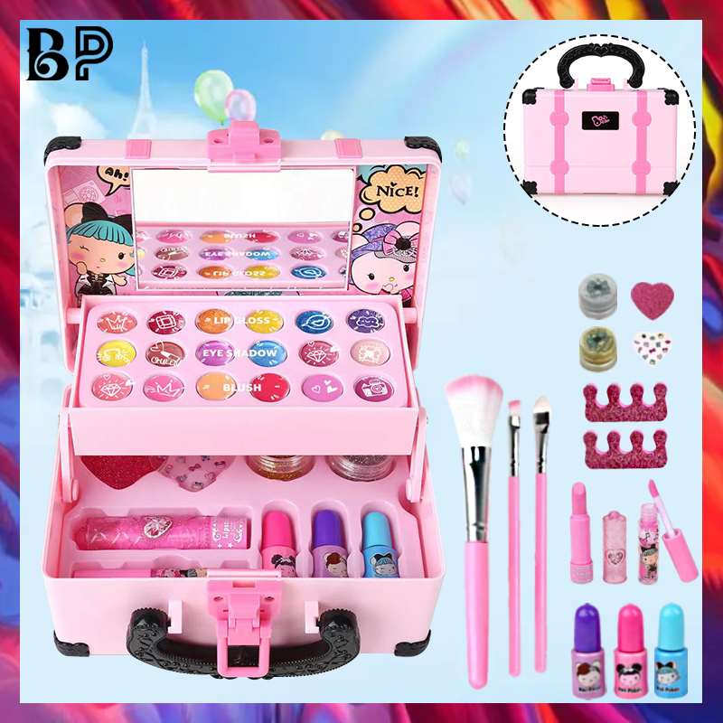 B&P 32PCS Kids Makeup Toys Girls Real Makeup Kit Washable Non-toxic ...