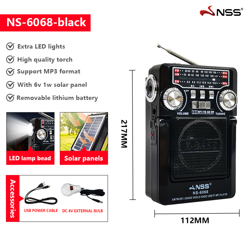 [FREE Led Bulb]NSS Solar Radio AM/FM/SW 1-3 5 Band DC 5V Multifunction ...