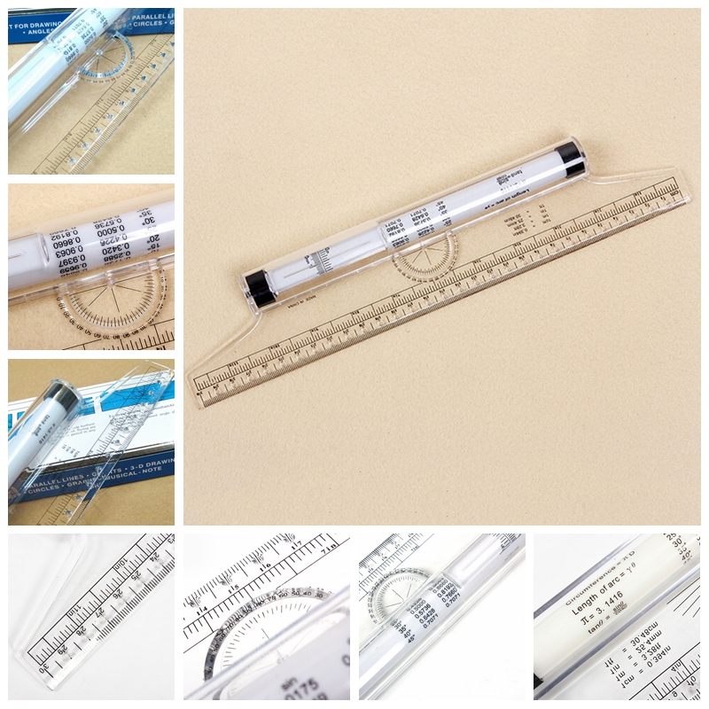 Crystalwave Multi-purpose Clear Metric Parallel Drawing Rolling Ruler ...