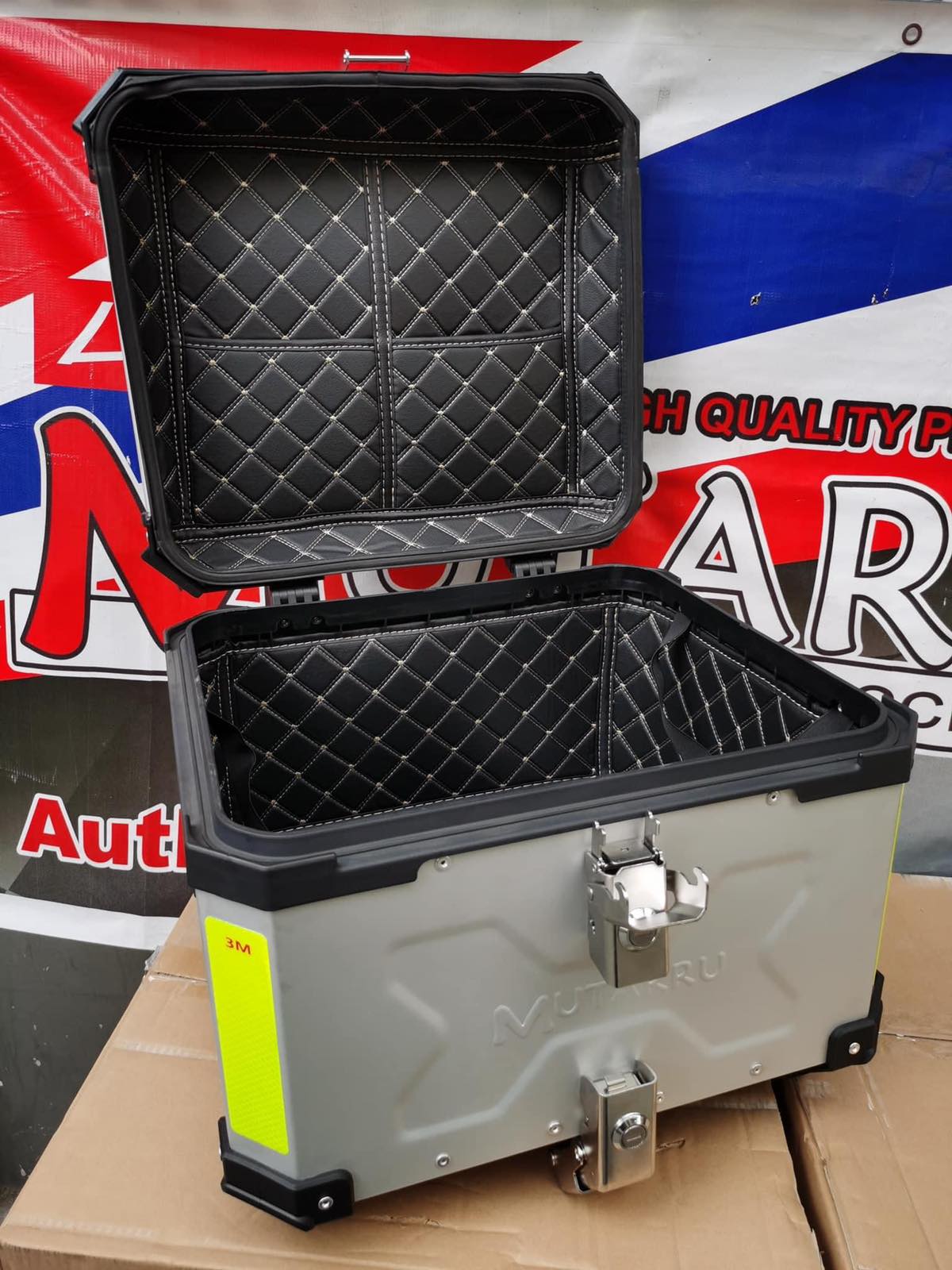 MUTARRU Motorcycle Alloy Top Box 45 Liters (with back rest) X Design ...