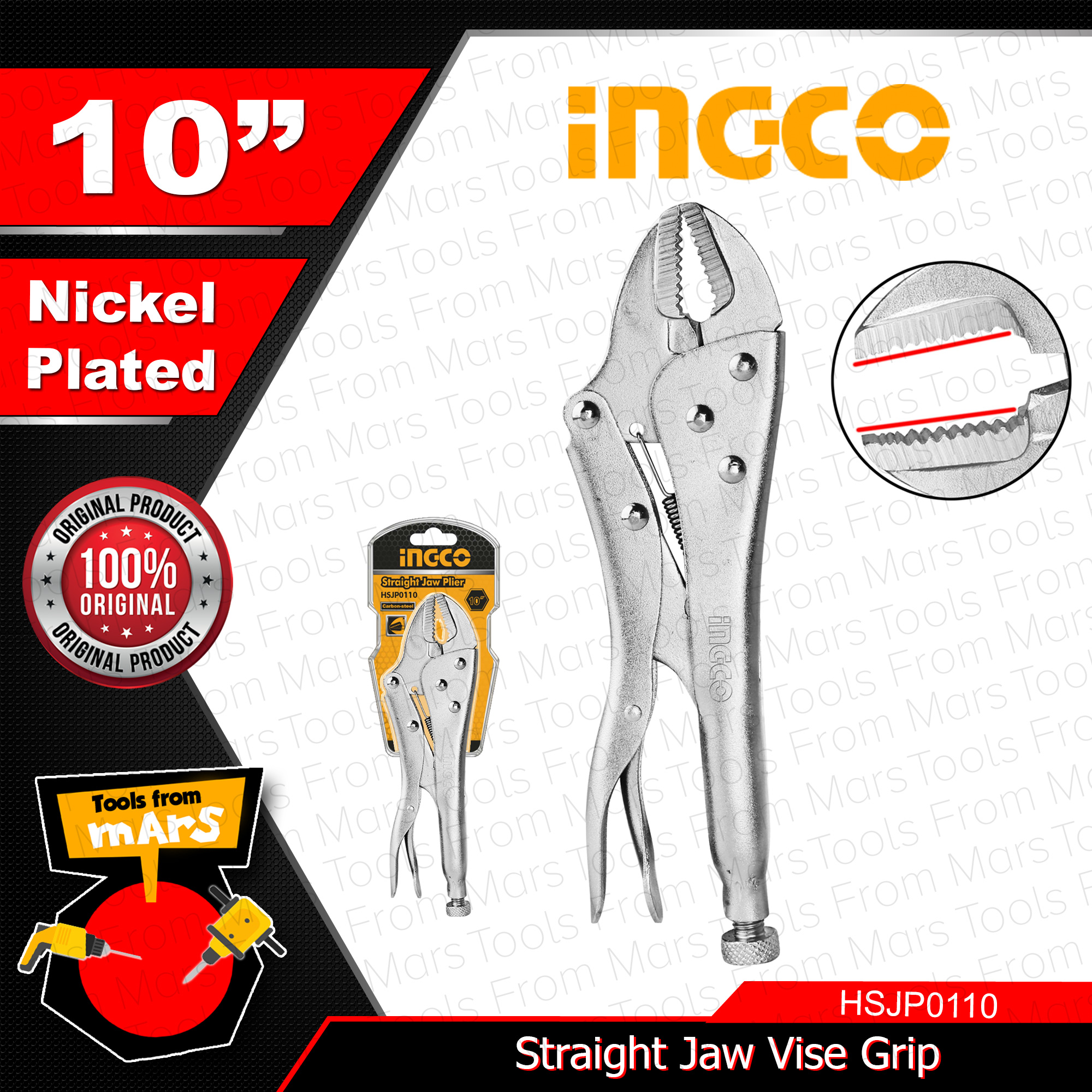 INGCO Straight Jaw Vise Grip 10 inches HSJP0110 •TOOLS FROM MARS• IHT ...