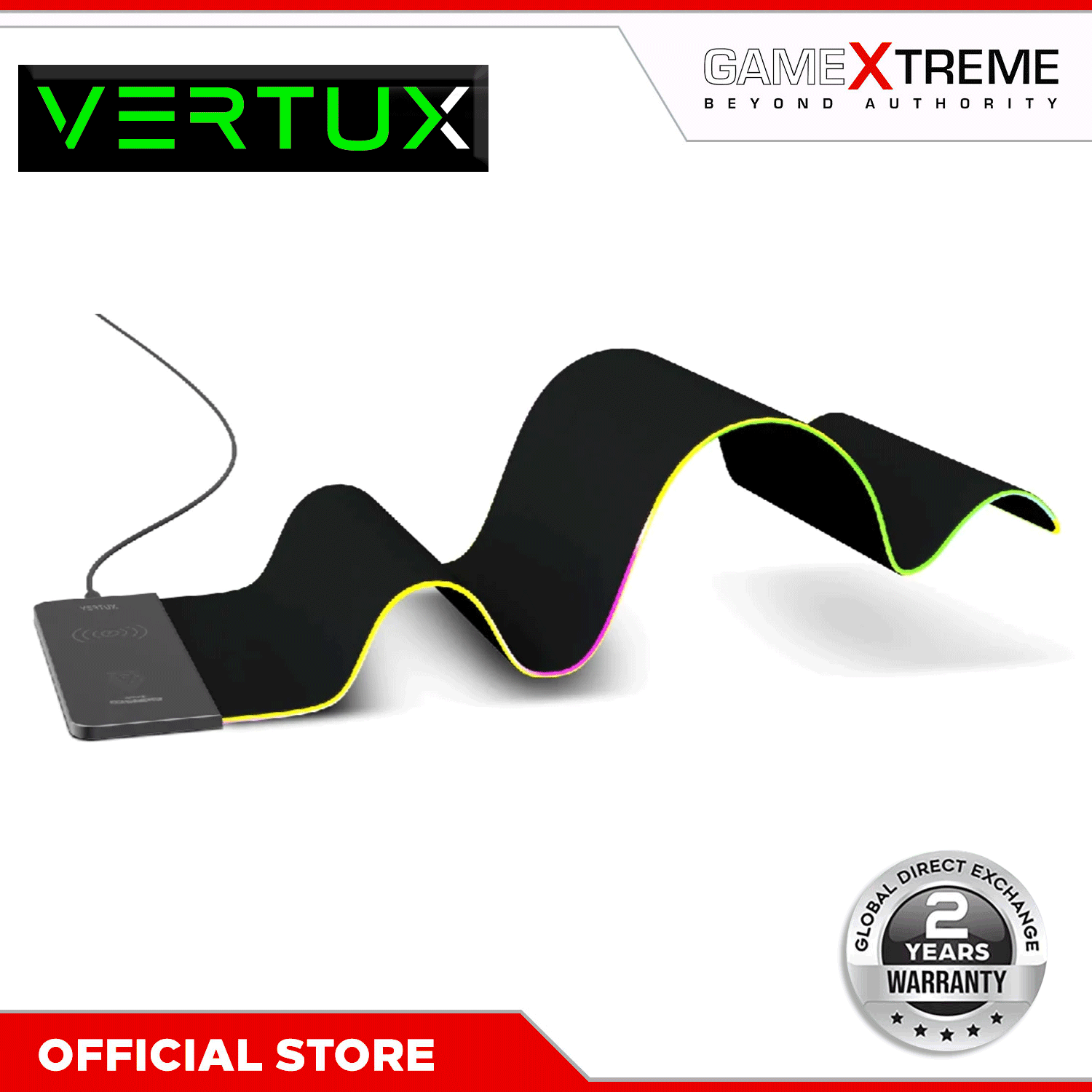 Vertux RaftPad-Qi Anti-Friction Led Gaming Mouse Pad with 15W Wireless ...