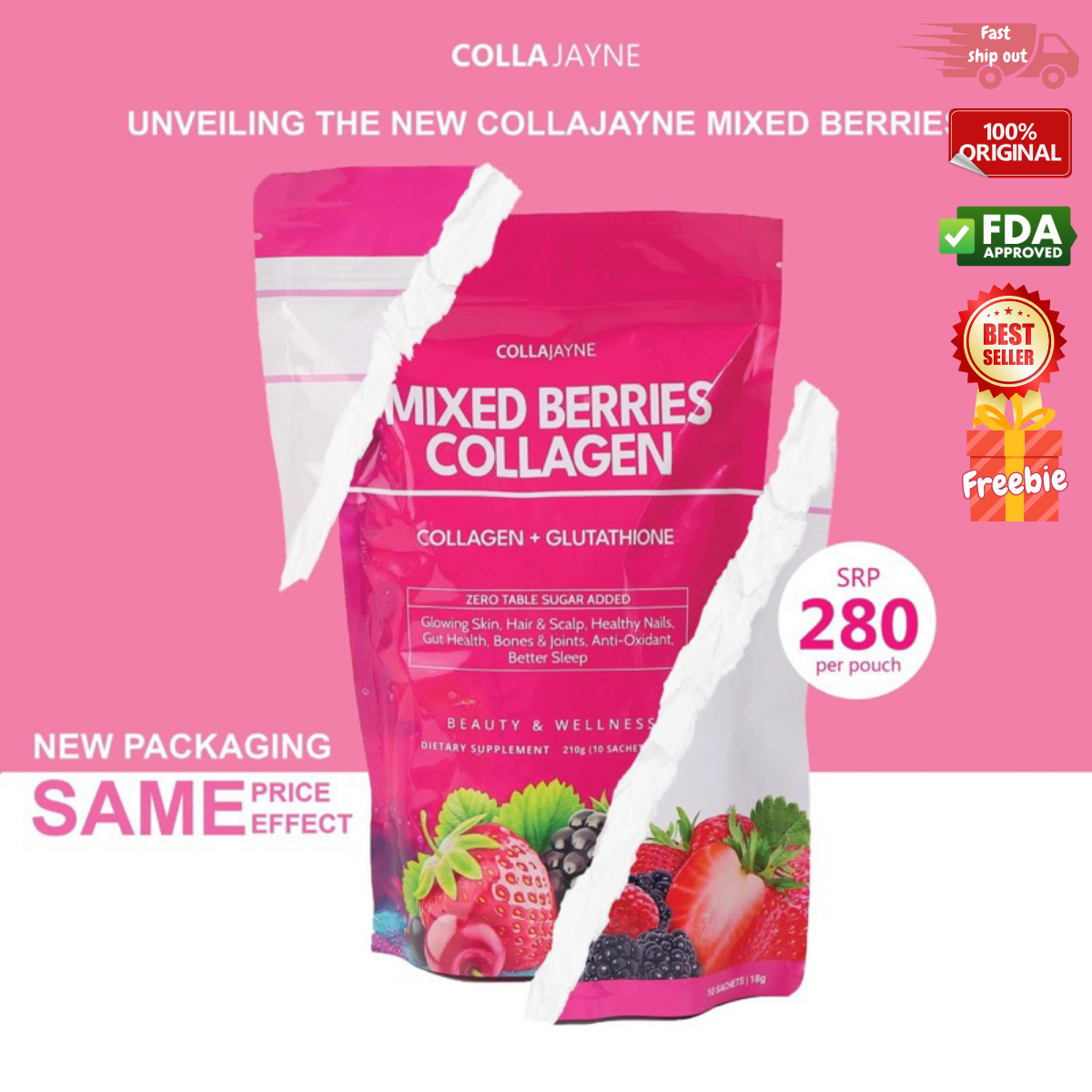 Collajayne Mixed Berries Glutathione and Collagen New Packaging 10 ...