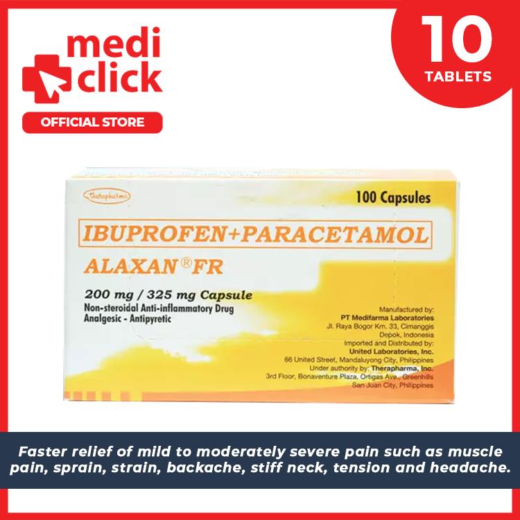 Alaxan FR Ibuprofen 200mg/325mg 10 Capsules | Lazada PH
